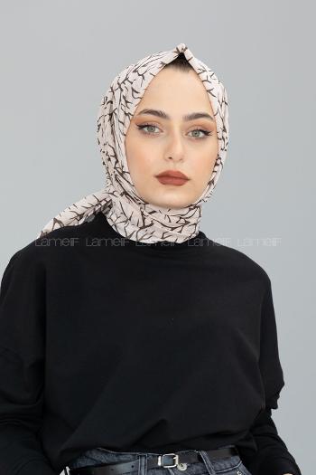 Modalamelif Krem Ağaç Dalı Şal - Ten Rengi Şal | 13600