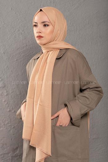 Camel Wool Printed Shawl - Cream Color Shawl | 23705