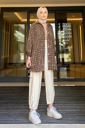 Bitter Brown Normal Neck Long Arm Crepe Fabric Jacket - Brown Jacket ...