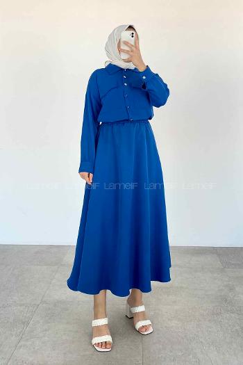 Indigo Shirt Collar Long Arm Without Accessories Flare Suit - İndigo ...